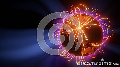 Tech Earth Globalization in 3d Animation. Global Business Dots on ...