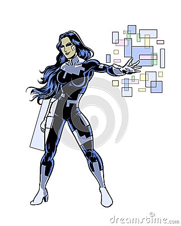 Tech Super Hero Woman Comic Book Illustrated Character Stock ...
