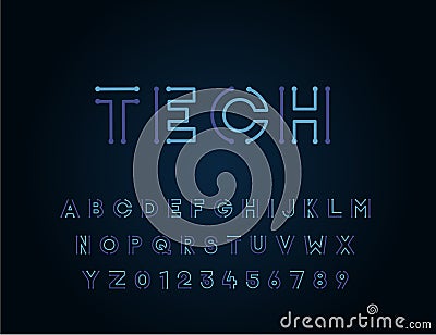 Tech Vector Font Typeface Unique Design. For Technology, Circuits ...