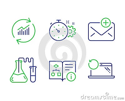 Technical Algorithm, Chemistry Lab And New Mail Icons Set. Vector | CartoonDealer.com #157112608