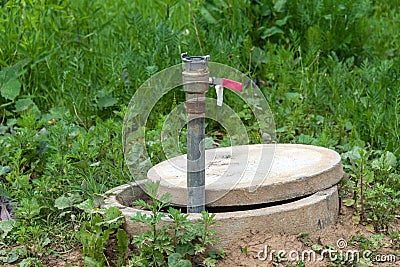 Technical Concrete Well With A Pipe And A Lever For Water Supply ...