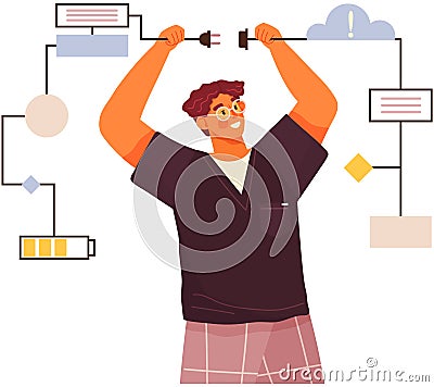 Technical, Logical Thinking, Mental Perceiving Concept. Man Fixing ...