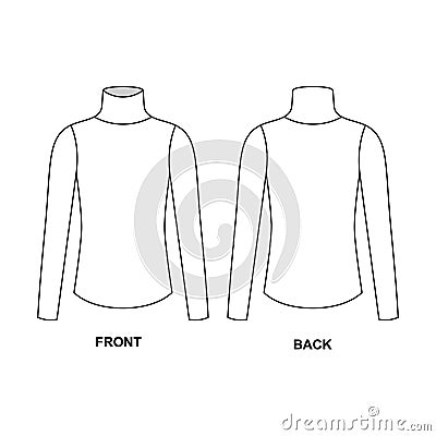 Technical Vector Drawing Of A Turtleneck Sweater With Sleeve ...