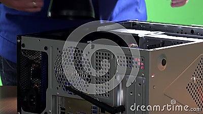 Technician Hands Open Desktop Pc Case Cover. Computer Repair Concept ...