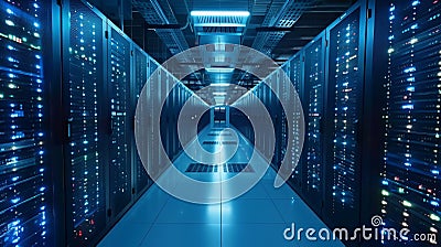 Technicians Overseeing Network Operations In Modern Data Center Royalty ...