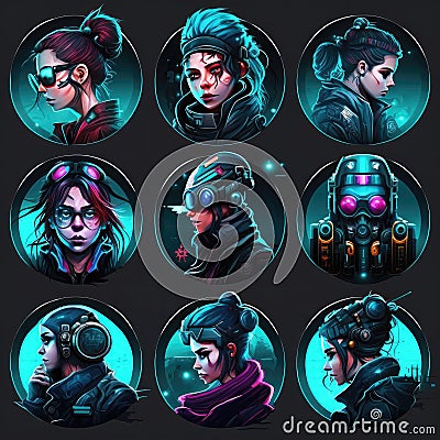 Techno Cyberpunk Character Avatar Ai Generated Royalty-Free Cartoon ...