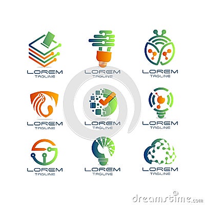 Techno Lab Logo Vector, Concept with Circuit Electron, Element,icon ...