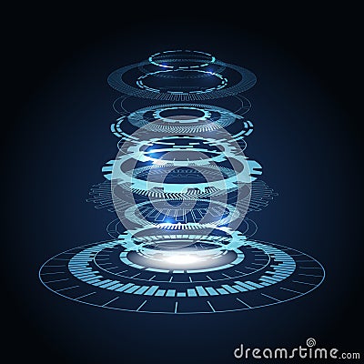 Technological Circle Is Located In Separate Layers, 3D. Artificial ...