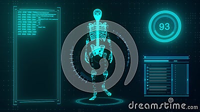 Technological Concept. Walking 3d Model of a Skeleton on the Background ...