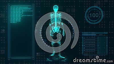 Technological Concept. Walking 3d Model of a Skeleton on the Background ...