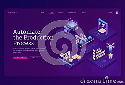 Technologies For Automate Production Process Cartoon Vector ...