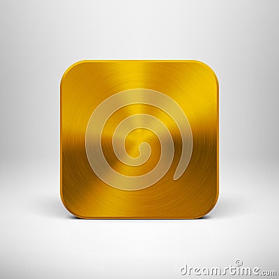 Technology App Icon With Gold Metal Texture Vector Illustration ...