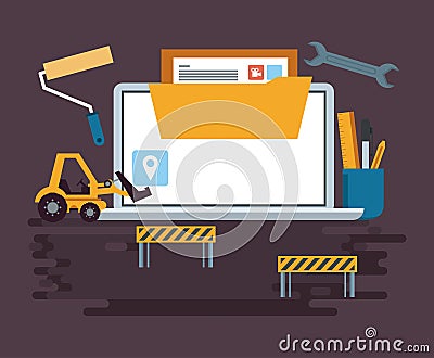 Technology Device Laptop Maintenance Cartoon Vector Illustration ...