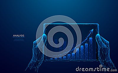 Technology Hands Holding Tablet With Growth Histogram. Cartoon Vector ...