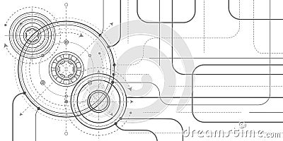 Technology White Background.Technical Drawing Of Gears .Rotating ...
