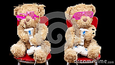 Teddy Bear Playing with Computer Joystick Stock Footage - Video of ...