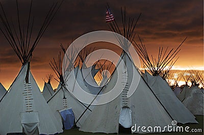 Teepees At Sunset Stock Image - Image: 4068501