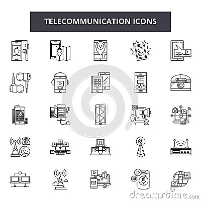 Telecommunication Line Icons, Signs, Vector Set, Linear Concept ...