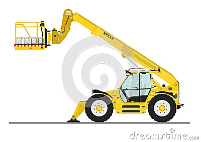 Telehandler With Bucket Cartoon Vector | CartoonDealer.com #76017167