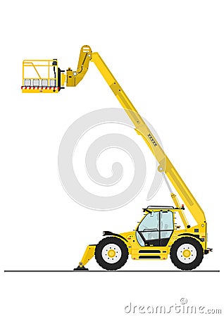 Telehandler With Bucket Cartoon Vector | CartoonDealer.com #76017923
