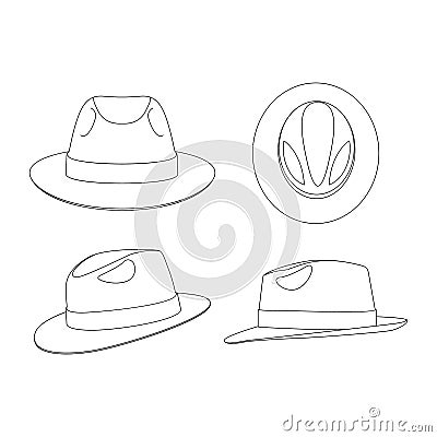 Template Fedora Hat Vector Illustration Flat Sketch Design Outline | CartoonDealer.com #223965537