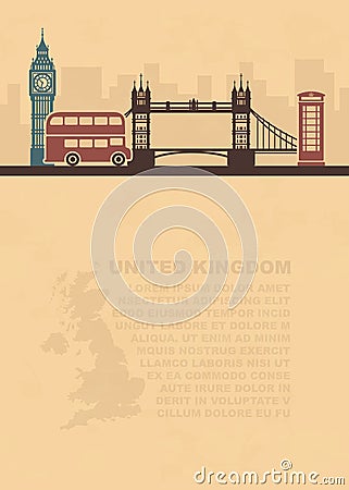 Template Leaflets With A Map Of Great Britain And Landmarks Of London ...