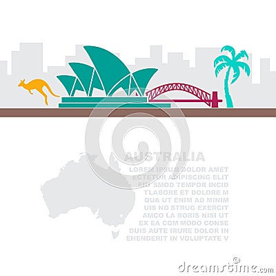 Leaflet With A Map And Symbols Of The Australia And Place For Text ...