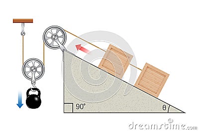 Template Of Loaded Movable Pulleys. Pulley. Lifting A Load. Pulling A ...
