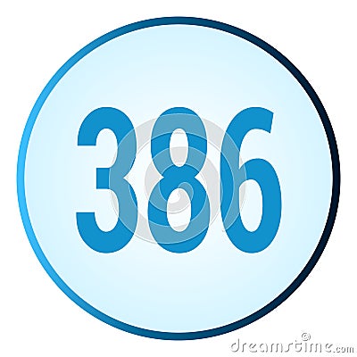 Number 386 Symbol Or Logo With Round Frame In Blue Gradient Color ...