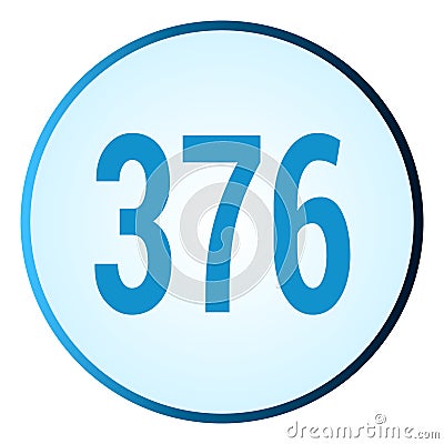 Number 376 Symbol Or Logo With Round Frame In Blue Gradient Color ...