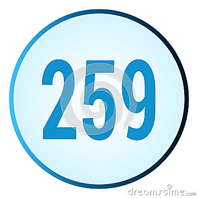Number 259 Symbol Or Logo With Round Frame In Blue Gradient Color ...