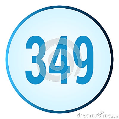 Number 349 Symbol Or Logo With Round Frame In Blue Gradient Color ...