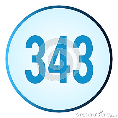 Number 343 Symbol Or Logo With Round Frame In Blue Gradient Color ...