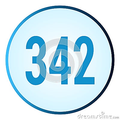 Number 342 Symbol Or Logo With Round Frame In Blue Gradient Color ...