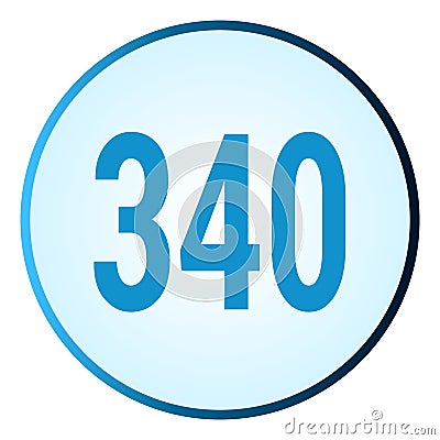 Number 340 Symbol Or Logo With Round Frame In Blue Gradient Color ...
