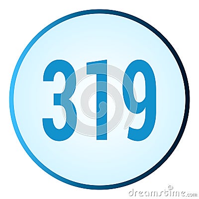 Number 319 Symbol Or Logo With Round Frame In Blue Gradient Color ...