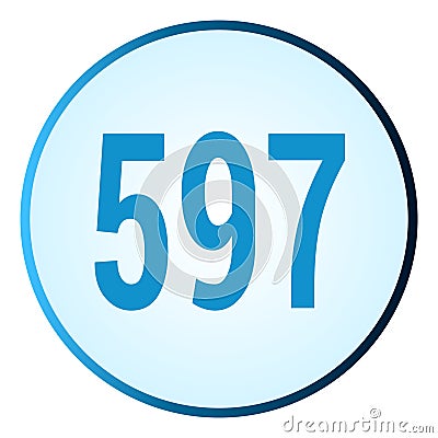 Number 597 Symbol Or Logo With Round Frame In Blue Gradient Color Stock ...