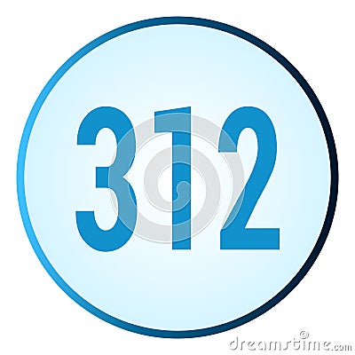 Number 312 Symbol Or Logo With Round Frame In Blue Gradient Color ...