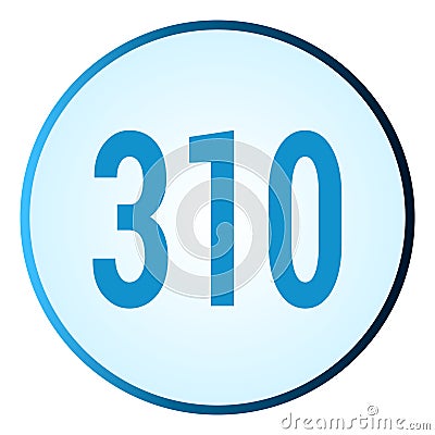 Number 310 Symbol Or Logo With Round Frame In Blue Gradient Color ...