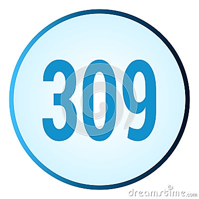 Number 309 Symbol Or Logo With Round Frame In Blue Gradient Color ...