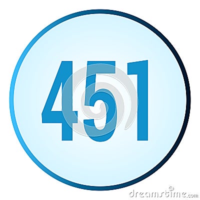 Number 451 Symbol Or Logo With Round Frame In Blue Gradient Color Stock ...