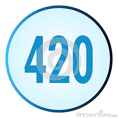 Number 420 Symbol Or Logo With Round Frame In Blue Gradient Color ...