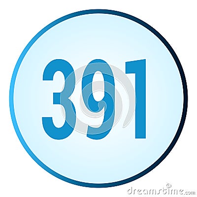 Number 391 Symbol Or Logo With Round Frame In Blue Gradient Color ...