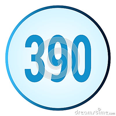 Number 390 Symbol Or Logo With Round Frame In Blue Gradient Color ...