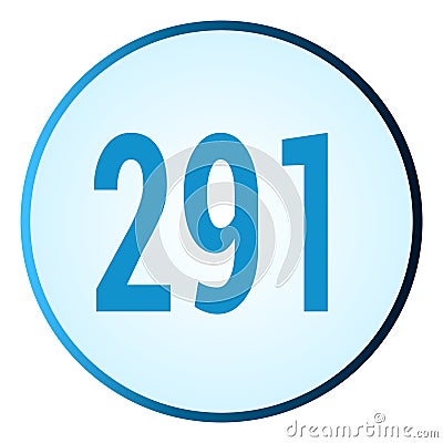 Number 291 Symbol Or Logo With Round Frame In Blue Gradient Color ...