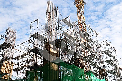 Temporary Access And Metal Staircase Made From Staging, Scaffolding And ...