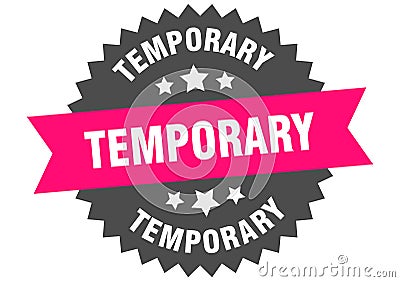 Temporary. Temporary Round Pink Label Isolated On Transparent ...