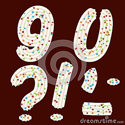 Tempting Typography. Font Design. 3D Numbers Nine, Zero And Punctuation ...