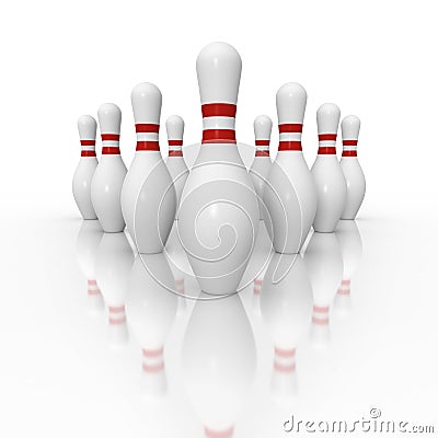 Ten bowling pins lined up stock illustration. Illustration of pins ...
