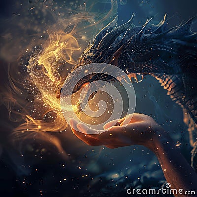 Tender Connection Between Hand And Dragon Stock Photo | CartoonDealer ...
